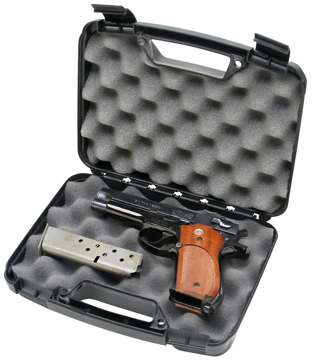 MTM 805-40 Single Pistol Handgun Case up to 4" Revolver Barrel, Black, 10.1"x8.0"x3.2"