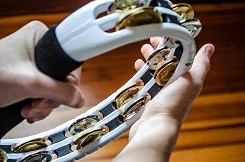 Meinl Percussion Traditional Tambourine, Handheld Half-Moon Shape with Synthetic Frame β NOT Made in China β Double Row Dual Alloy Jingles, 2-Year Warranty (TMT1M-WH)