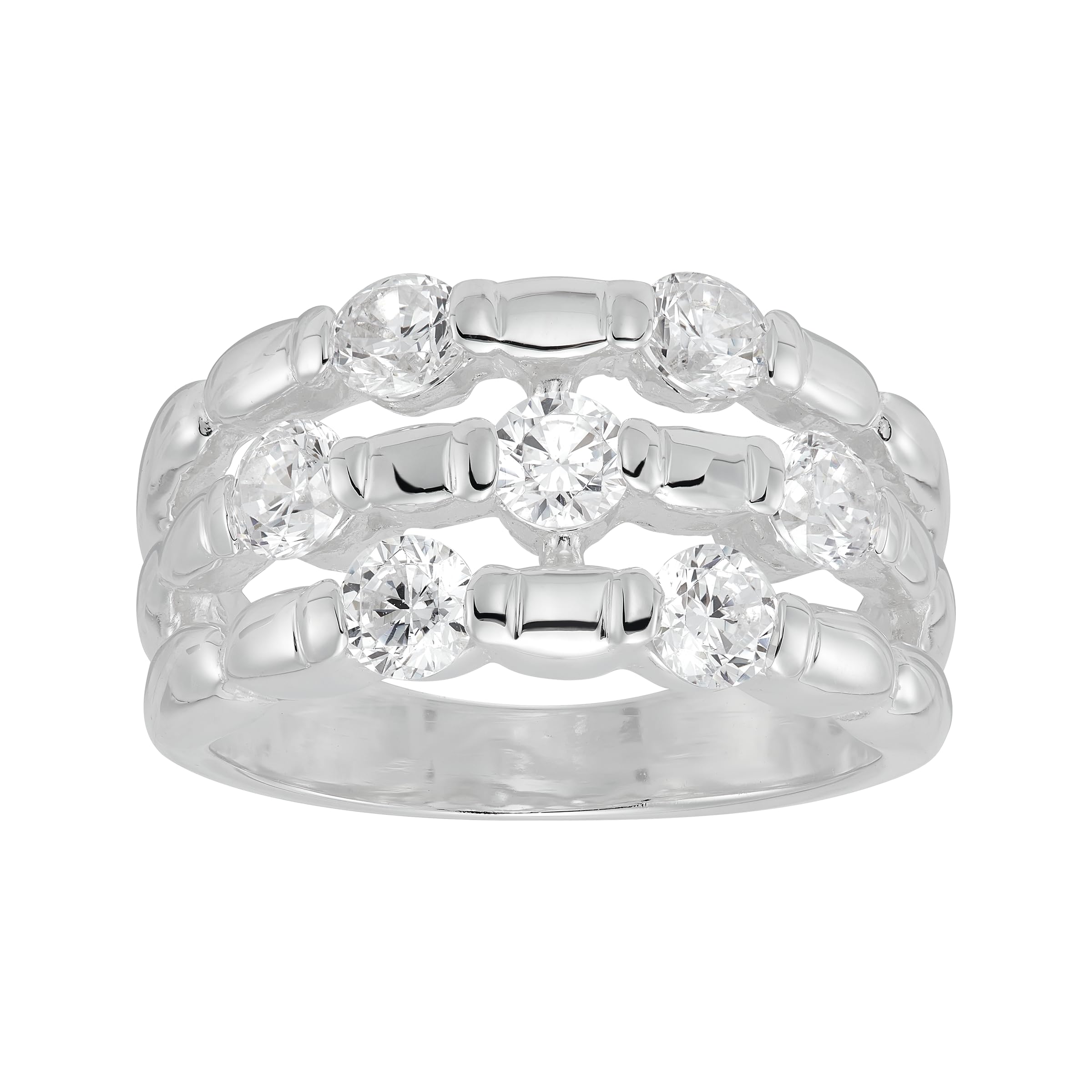Silpada 'Rows of Sparkle' Sterling Silver Cubic Zirconia Ring, Size 8, Size 8