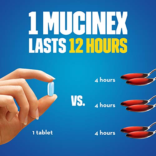 Mucinex 12 Hour Maximum Strength 1200 mg Guaifenesin Extended-Release Tablets for Excess Mucus Relief, Expectorant Aids Excess Mucus Removal, Chest Congestion Relief, 7 Tablets