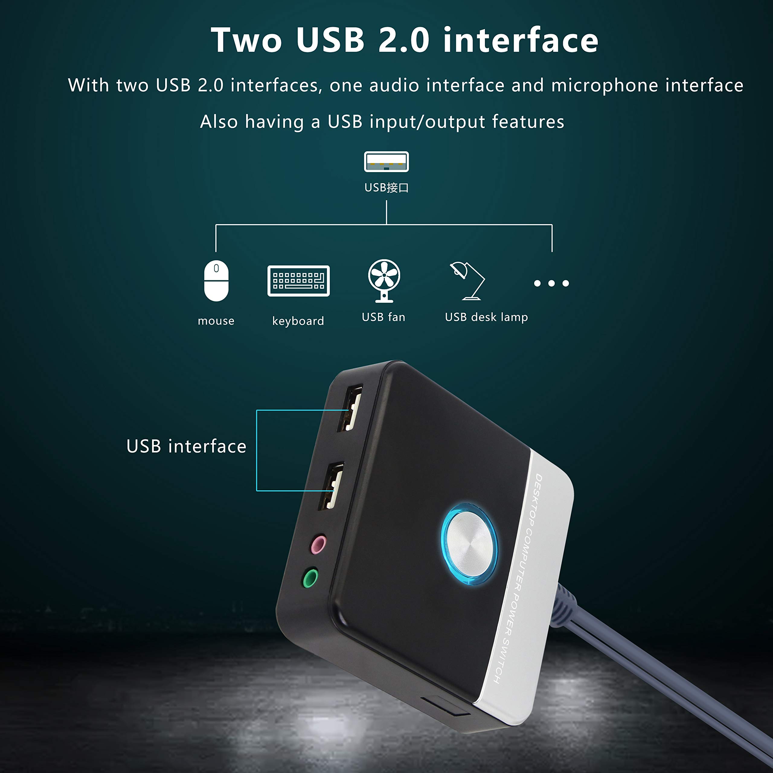 Reset HDD Button Switch,GELRHONR Desktop PC Computer Case Power Supply Supplies on/Off with Dual USB Ports,Audio Ports and Reset HDD Push Button Switch for Home, Office, Internet Cafes(Cable 120CM