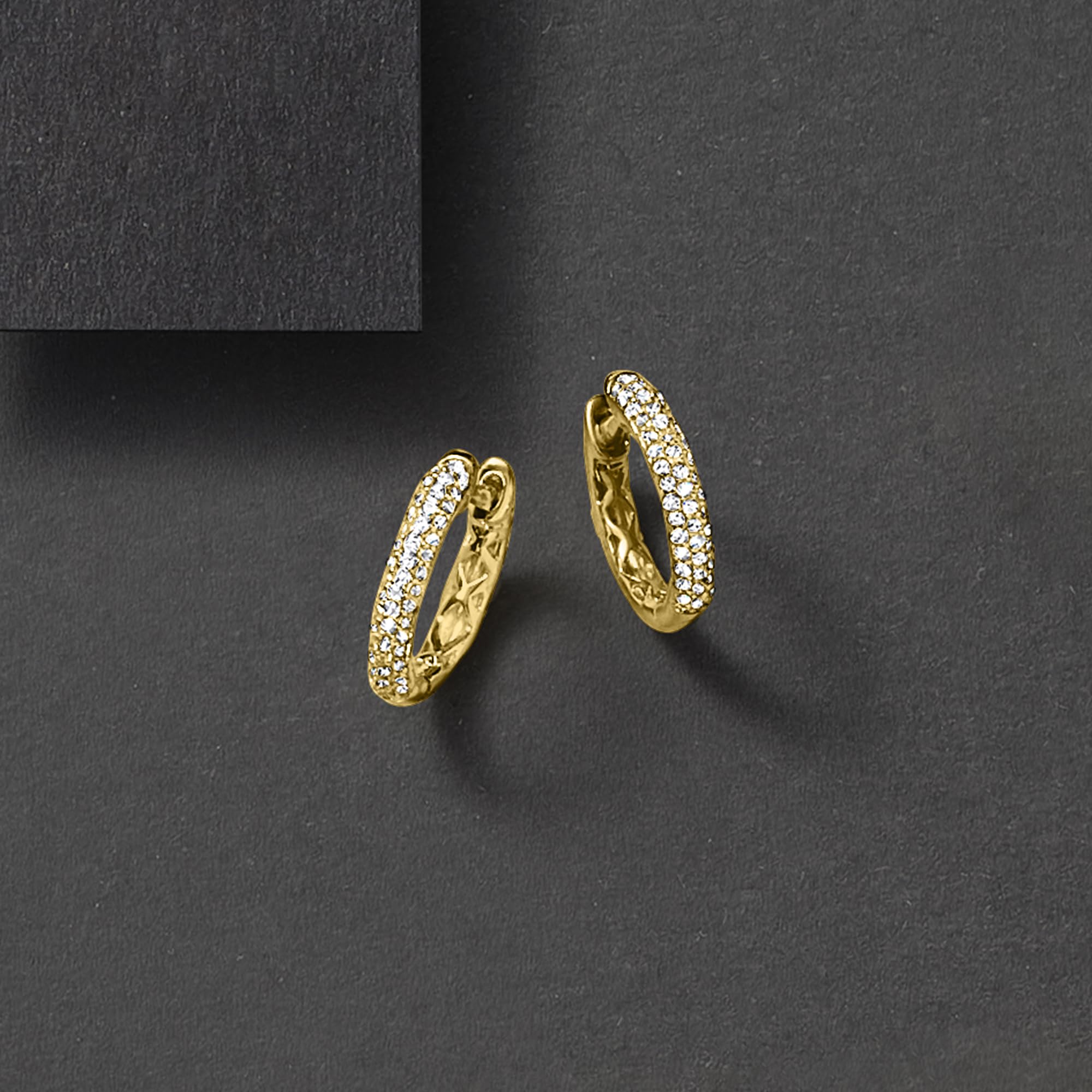 RS Pure by Ross-Simons 0.25 ct. t.w. Diamond Huggie Hoop Earrings in 14kt Yellow Gold