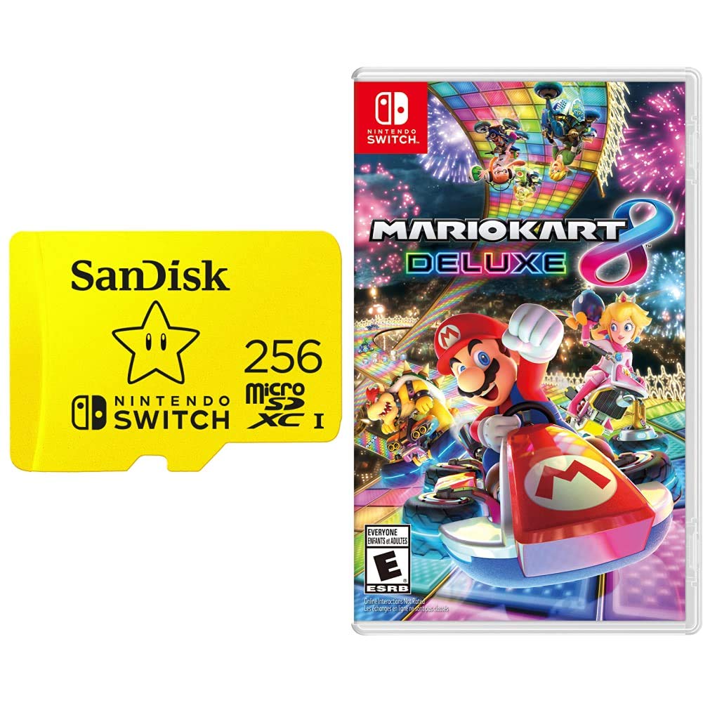 SanDisk 256GB microSDXC Card Licensed for Nintendo Switch - SDSQXAO-256G-GNCZN & Mario Kart 8 Deluxe - Switch