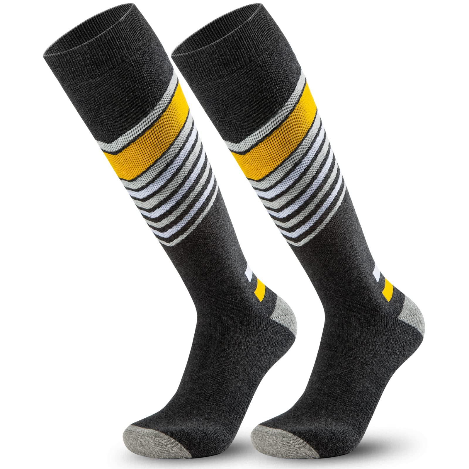 Ski Socks Womens Mens 2 Pairs OTC Snow Socks for Snowboarding Skiing Skating Winter Performance Socks(Gray+Gray,Medium)