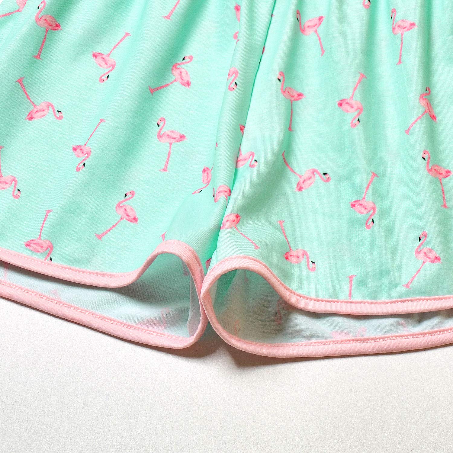 QPANCY Summer Pajamas Matching 18 inch Doll & Girls Size 10 11 Flamingo Pjs Sets Cotton