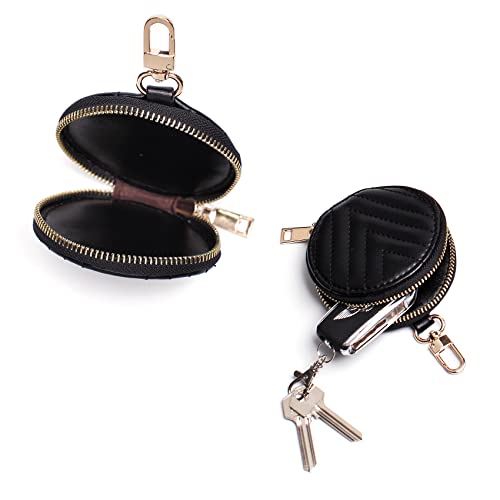 Thick Replacement Purse Strap with Round Quilted Coin Pures Pouch for Crossbody Bag Shoulder Handbags (Black)