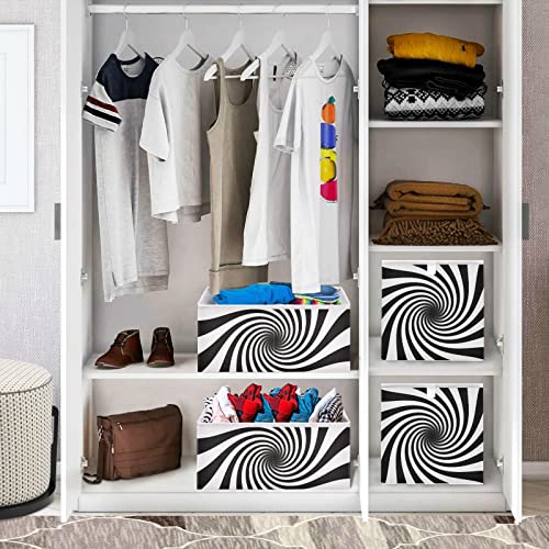 RunningBear Striped Spiral Storage Basket Storage Bin Square Collapsible Nursery Baskets Large Toy Box Organizer for Childrens Toys Playroom