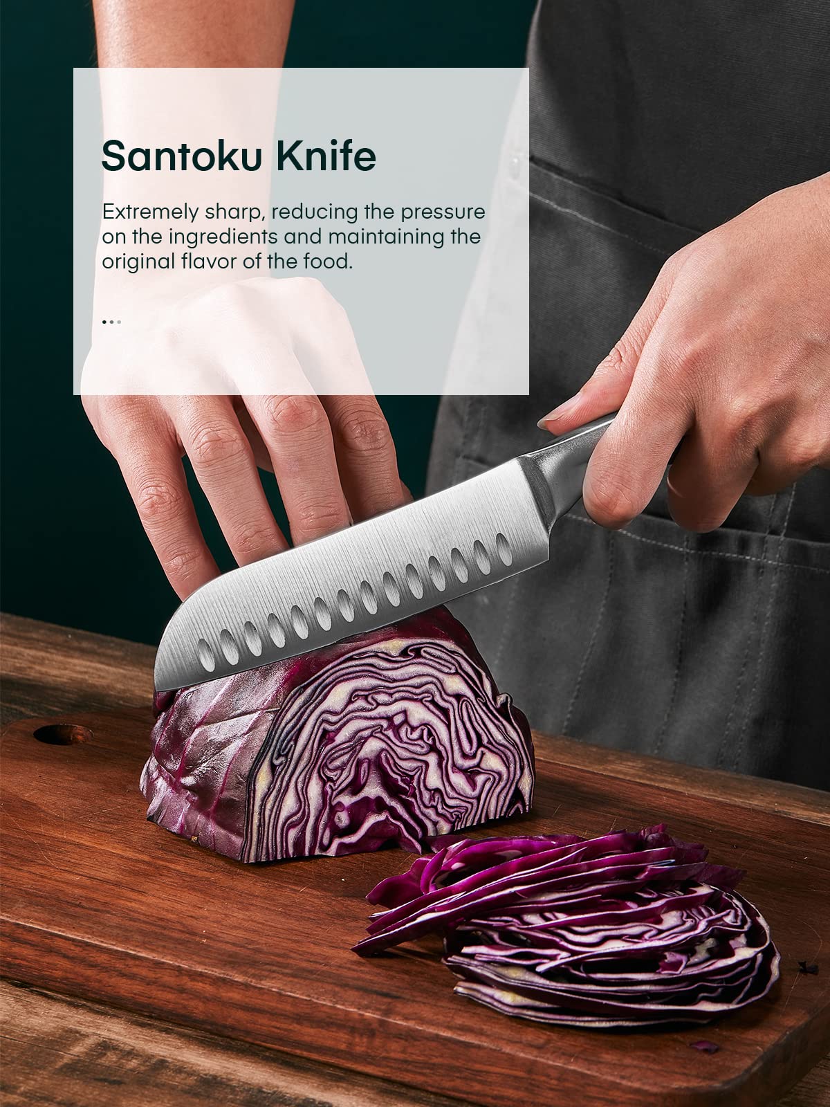 ZAWS Knife Set, 16PCS Stainless Steel Kitchen Set with Hollow Handle, Super Sharp One Piece Design Knives Black Wood Block, Including Chef Knife, Bread Steak