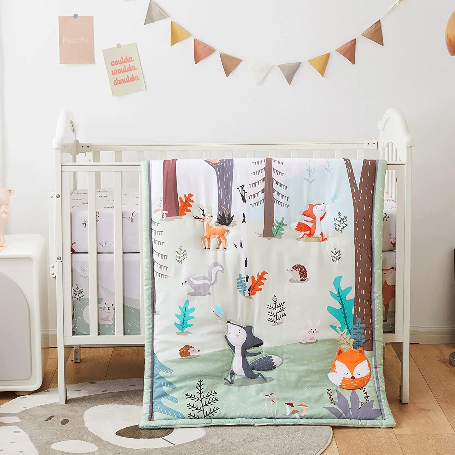 WelsLife Breathable 3D Air Mesh Organic Cotton Bassinet Bedding Set