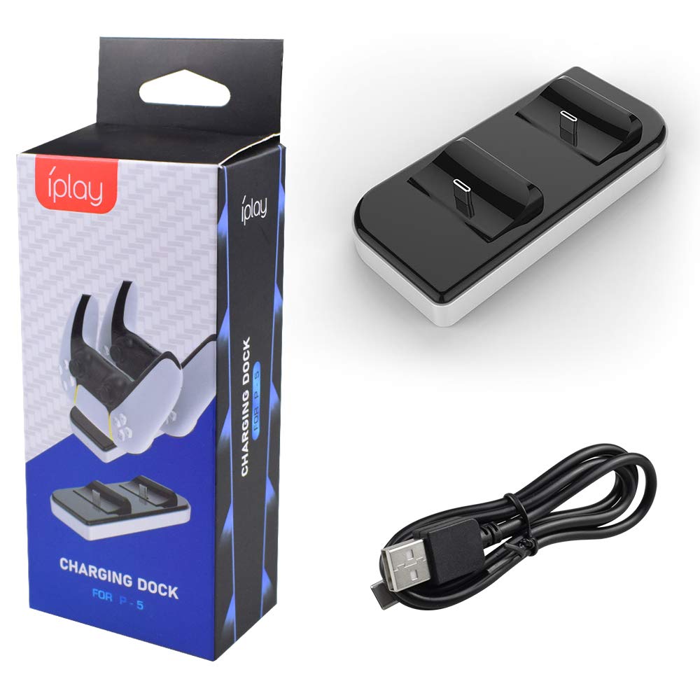 PS5 Controller Charger Dock,Hdiwousp Dual USB Type C Fast Charging Station with USB C Charging Cable,Charger Stand Dock for Sony PlayStation 5, White