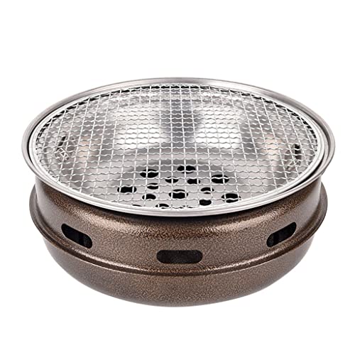 SEASD Household Barbecue Grill Korean Carbon Oven Baking Tray Round Barbecue Machine Fried Meat Pot ( Color : white-Patch five-pointed star4 , Size : 29.5*12.5cm )
