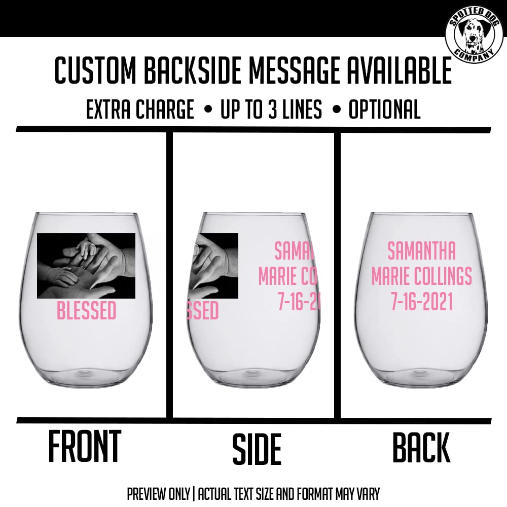 Plastic Stemless Wine Cup, Personalized Printed 15oz Tritan, Your text Here, Custom Text, Disposable, Reusable, Shatterproof, Customized Gifts for Mothers Day, Birthdays, Parties, Outdoor Events,
