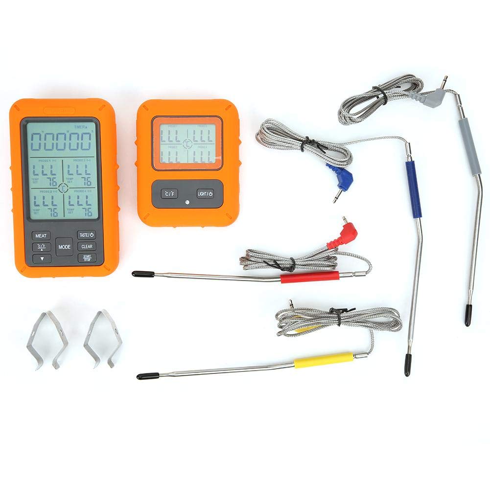 TS-TP40 Food Thermometer Kitchen Cooking BBQ Electronic Digital Display Temperature Meter 100m Wireless ransmission, -20℃~300℃(TS-TP40-B (Non Waterproof Probe)