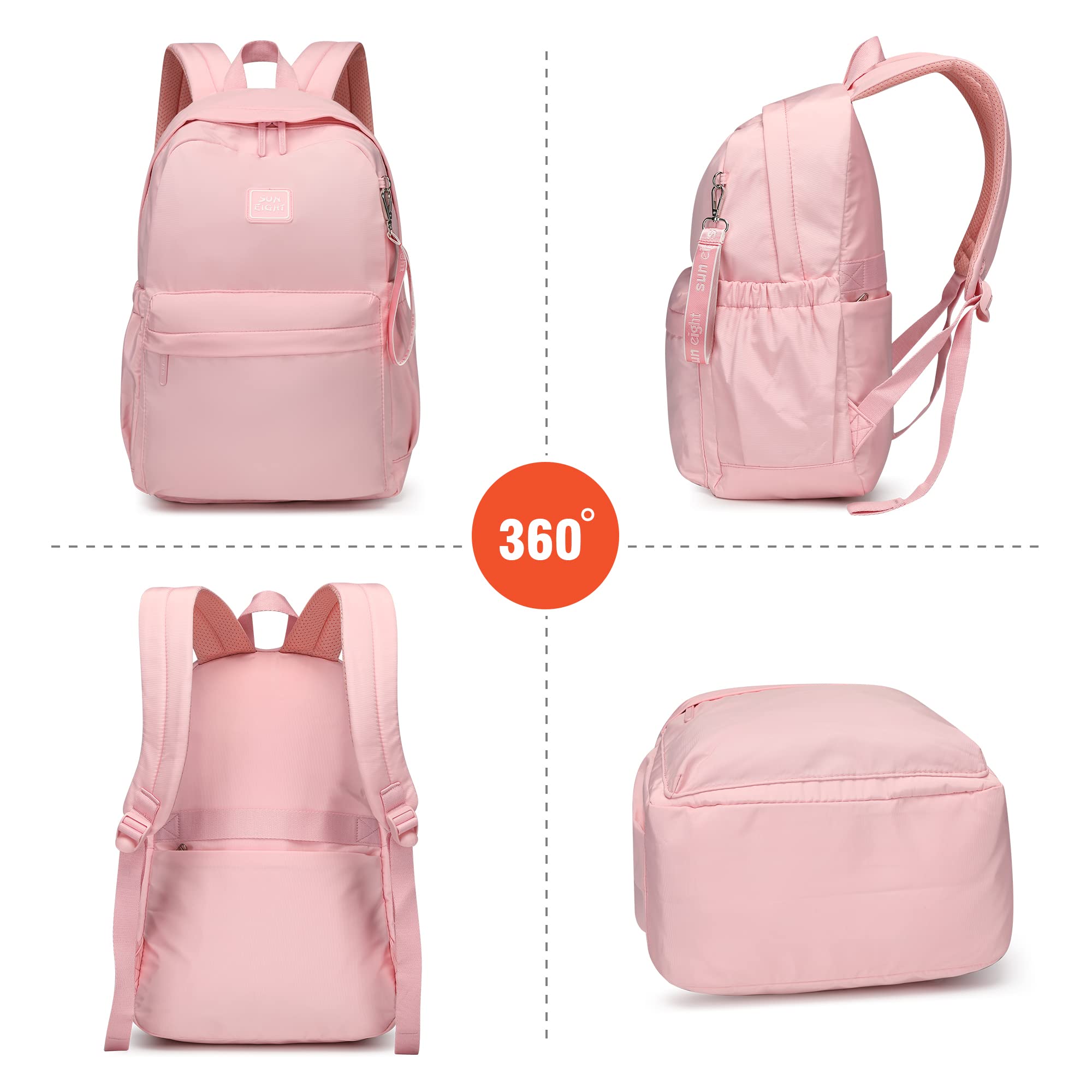 Reqinqin Backpack for Girls Backpack Pink Waterproof Large Space School Backpack Suitable for Age for Over 6 Years old Kids Elementary Bookbag Lightweight Travel Toddler Backpack(Pink )