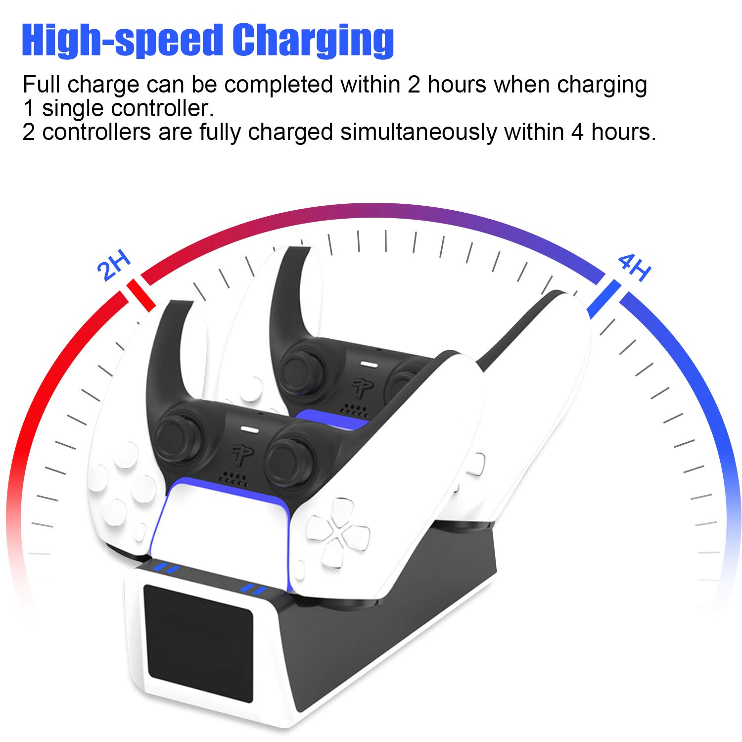 PS5 Controller Charger Station, Dual Fast Charging Station with LED Indicator Compatible with Dual Playstation 5 Controller(Black)