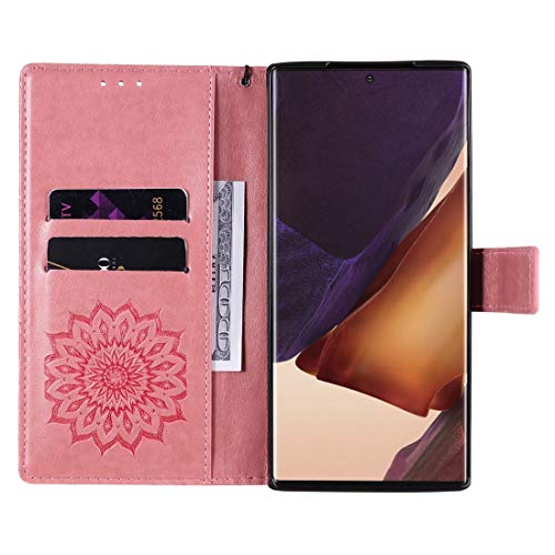 Mobile Phone Case Bag for Samsung Galaxy Note20 Ultra 5G Sun Embossing Pattern Horizontal Flip Leather Case with Card Slot & Holder & Wallet & Lanyard Back Cover Case (Color : Pink)