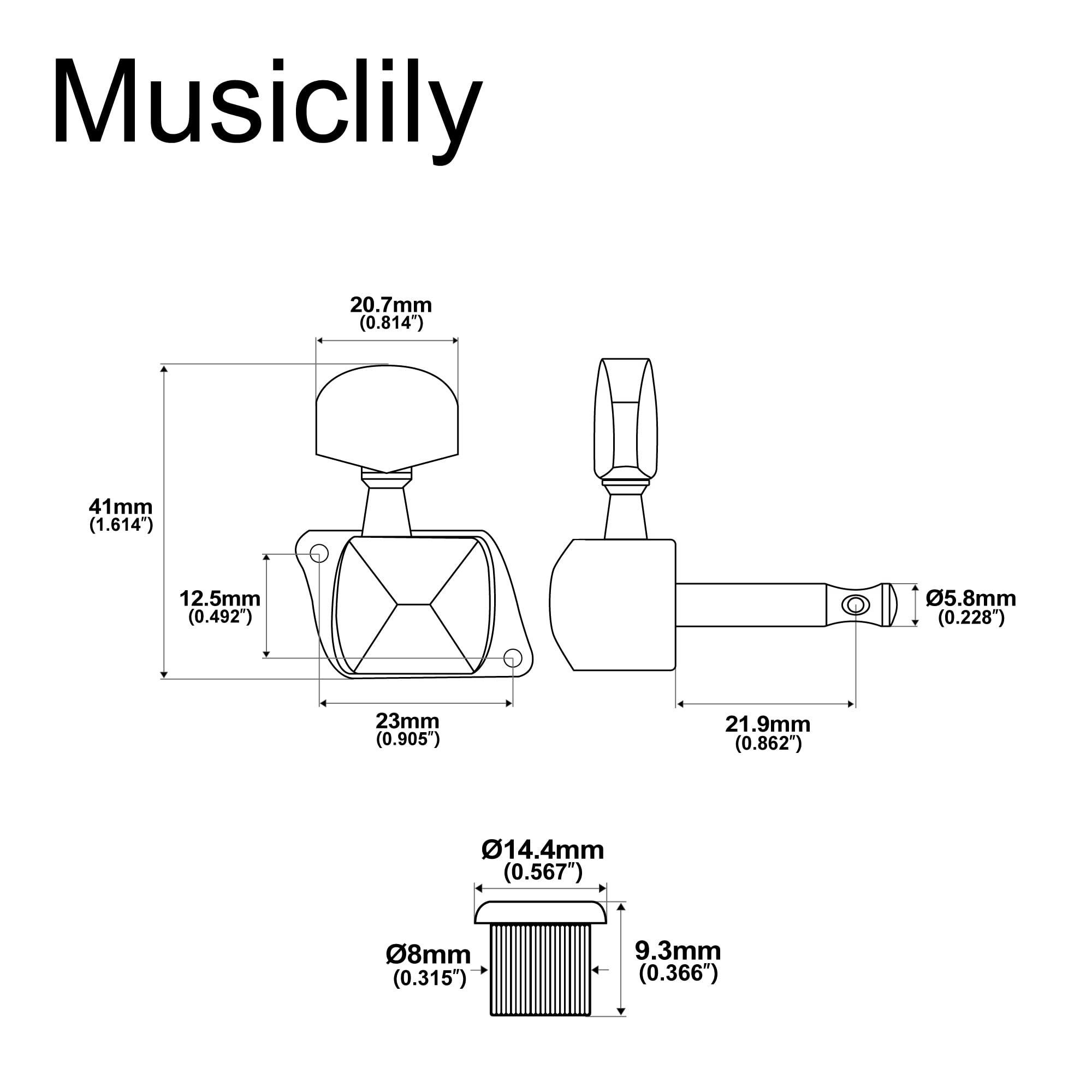 Musiclily 3L+3R Semi-closed Guitar Tuners Guitar String Tuning Pegs Keys Machine Heads Set for Epiphone Les Paul SG Style Electric Guitar or Acoustic Guitar Replacement, Chrome