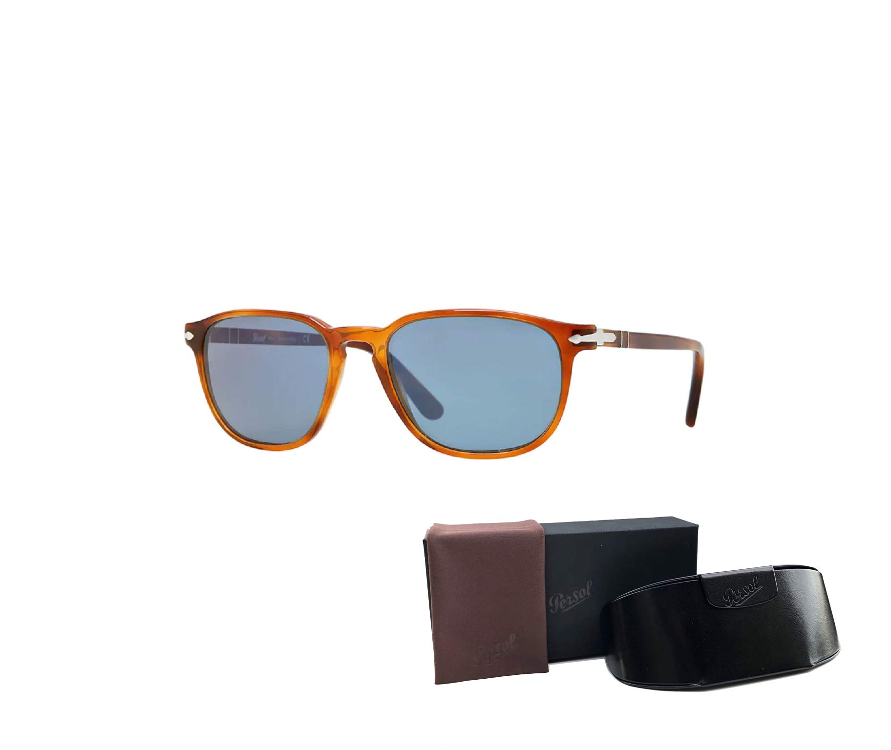 PO3019S 96/56 55MM Terra Di Siena/Light Blue Square Sunglasses for Men + BUNDLE with Designer iWear Eyewear Kit