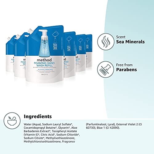 Method Foaming Hand Soap Refill, Sea Minerals, Biodegradable Formula, 28 Fl Oz (Pack of 6)