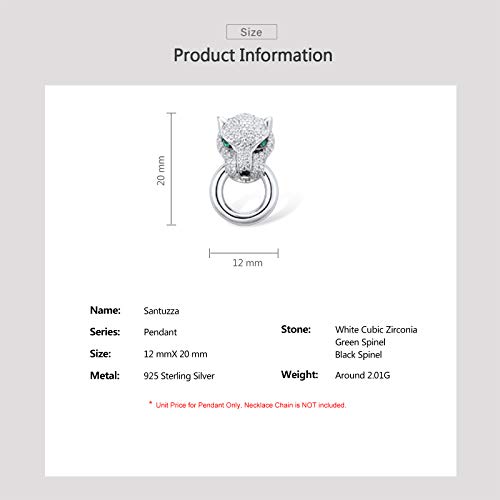 Santuzza Panther Pendant 925 Sterling Silver Leopard Pendants White Cubic Zirconia Green Spinel Jaguar Jewelry