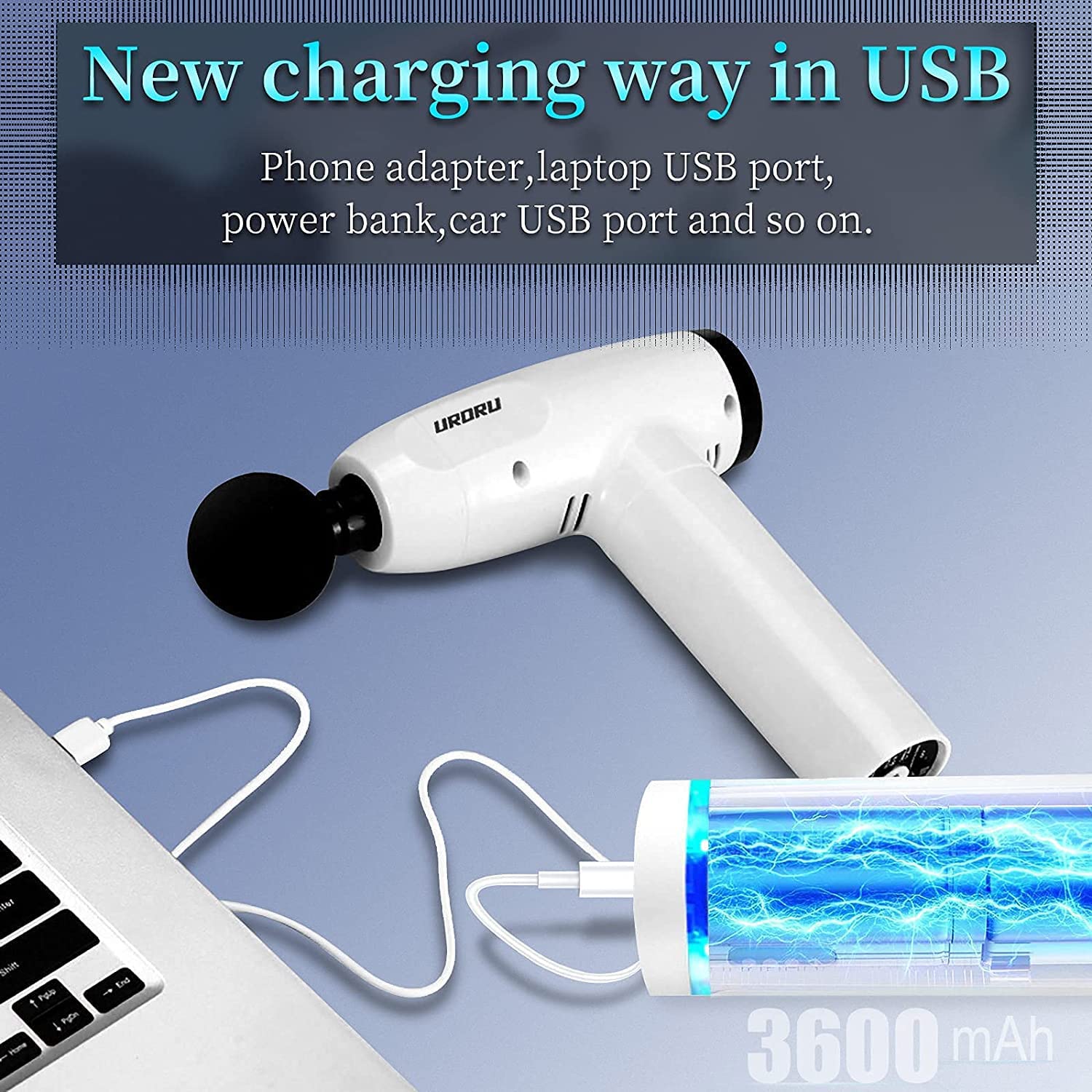 URORU Massage Gun Deep Tissue Massager Back Massager for Athletes Portable Body Muscle Massager Professional Lightweight andheld Deep Tissue Massager White