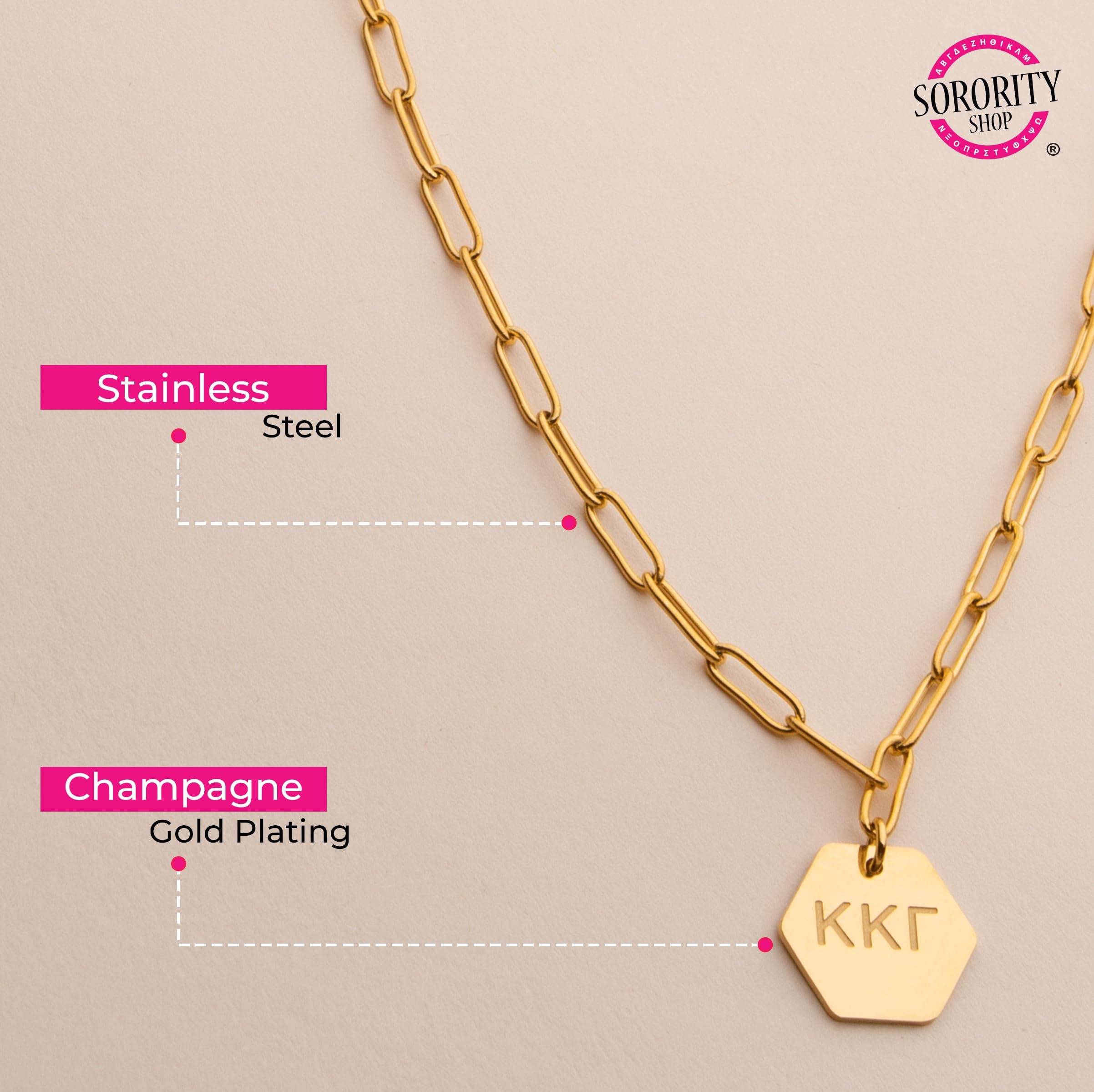 Sorority Shop Phi Sigma Sigma Paperclip Necklace β PSS 18K Gold Plated Sorority Gifts Necklace, Long-Lasting Phi Sigma Sigma Gifts for Women