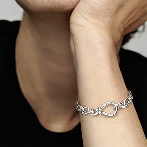 Pandora Jewelry Chunky Infinity Knot Chain Bracelet for Women - Sterling Silver - 7.9"
