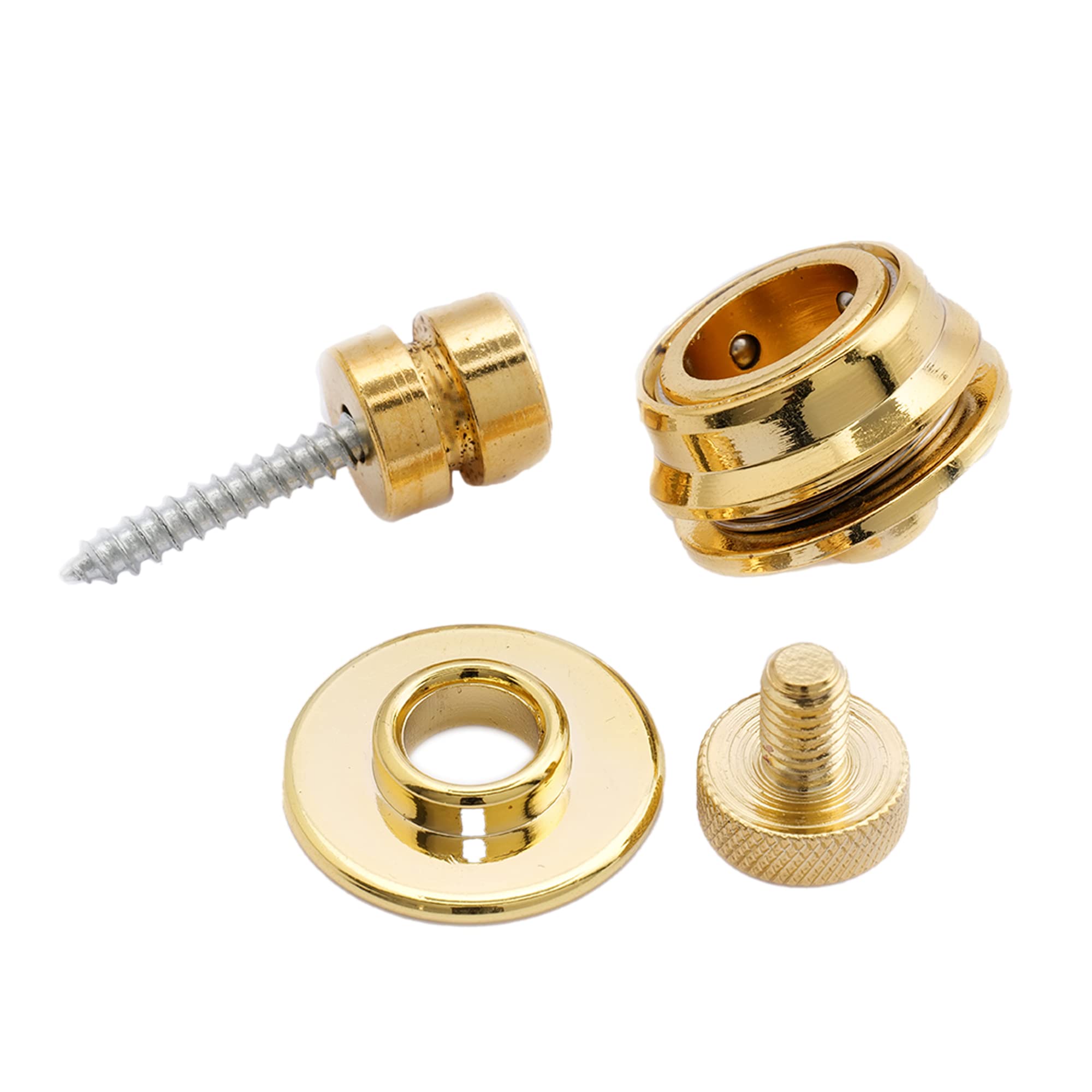 Musiclily Flat Head Guitar Big Strap Locks System Schaller-Style Straplocks Parts for Electric Acoustic Guitar Bass,Gold(Pack of 2)