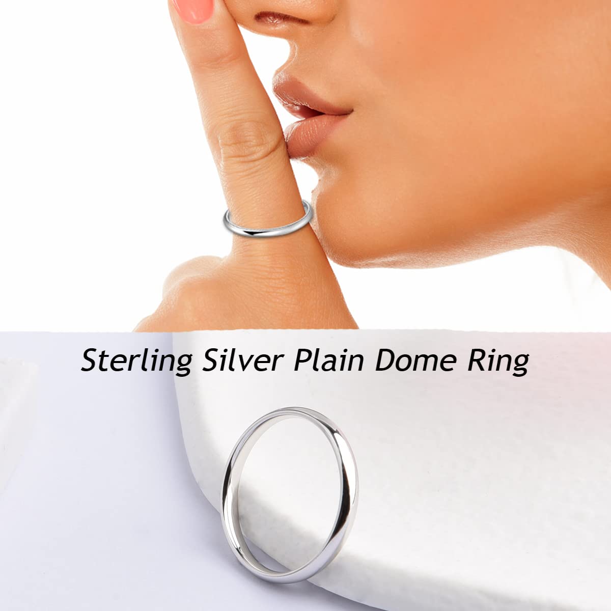 SILBERTALE 925 Sterling Silver Ring 2MM High Polish Plain Dome Wedding Band Ring for Women Men Comfort Fit 2