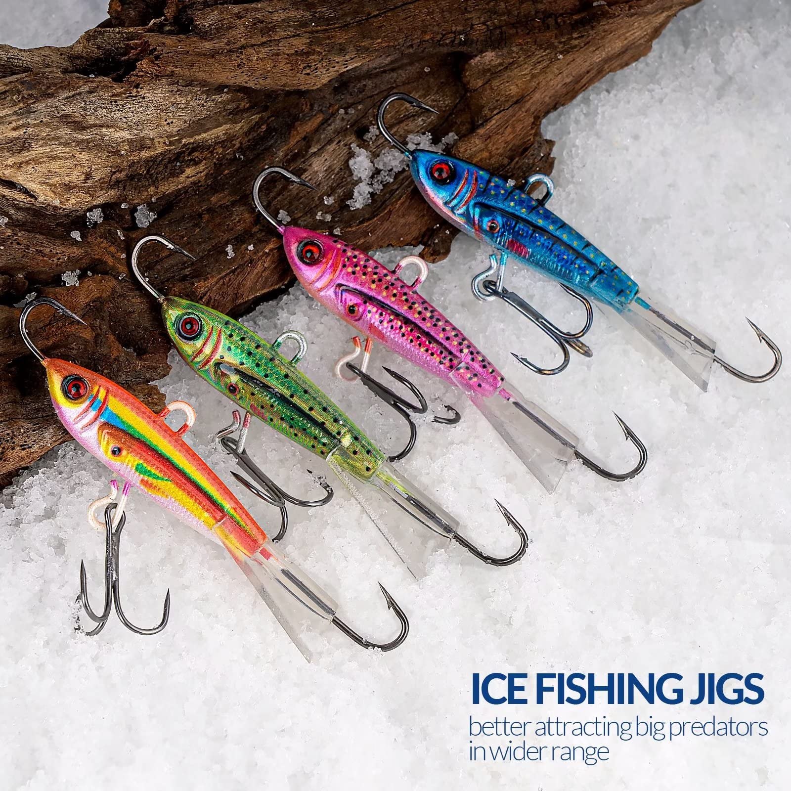 THKFISH Ice Fishing Jigs Vertical Jigs Kit Ice Fishing Tackle B-18g+D-18g