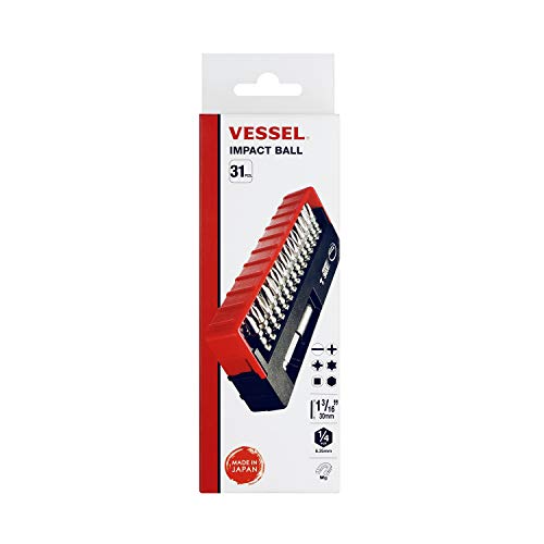 VESSEL IMPACT BALL™ Torsion Bit 30+1 PC. Set in SLIDE CASE No.IB31P02U Made in Japan by VESSEL