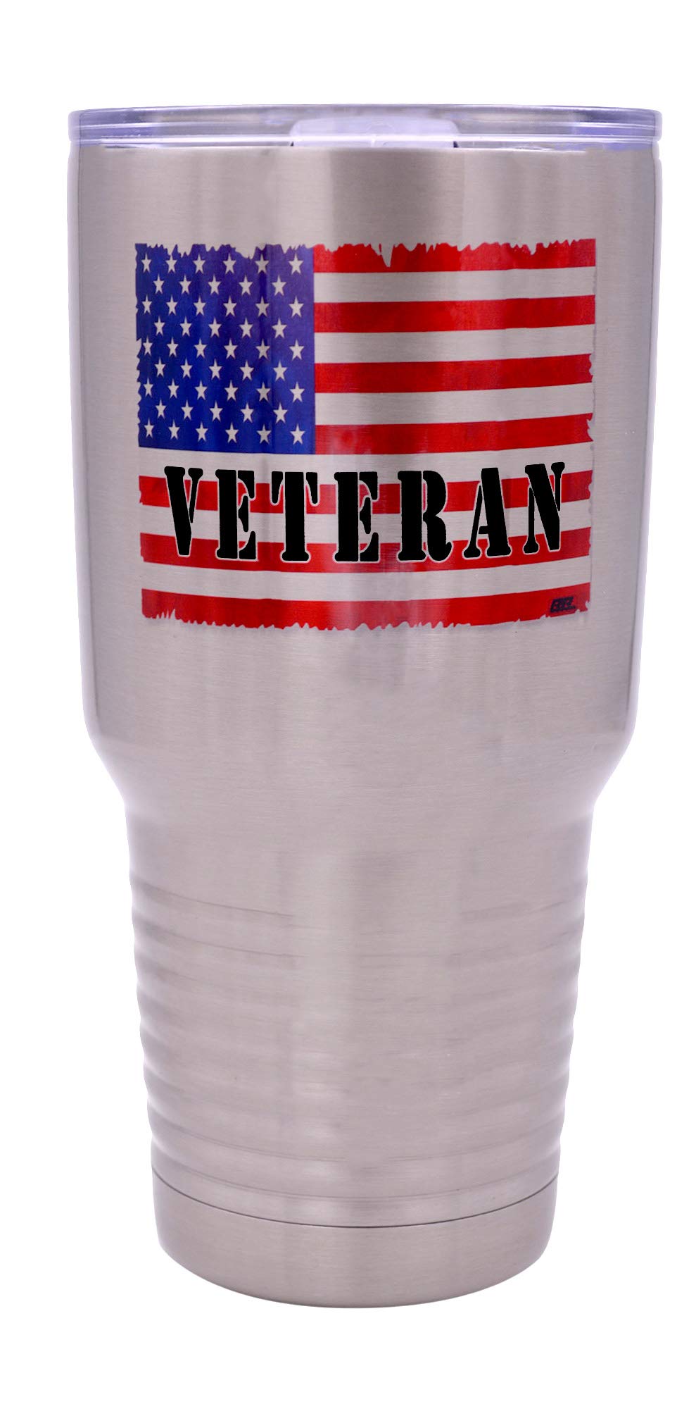 Rogue River Tactical USA Flag Military Veteran 30 Oz.Travel Tumbler Mug Cup w/Lid Vacuum Insulated Hot or Cold