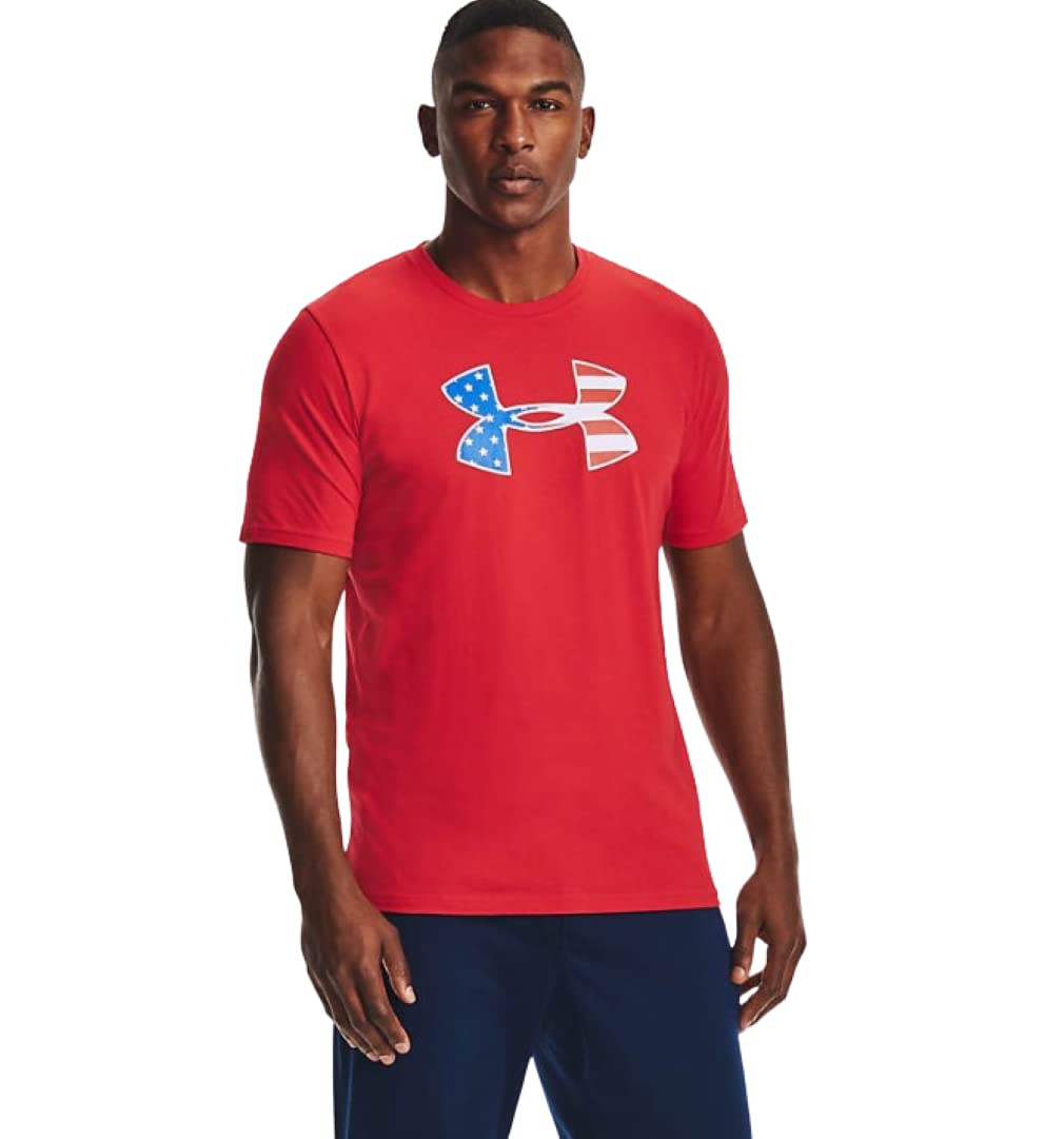 Under Armour Men's New Freedom Big Flag Logo T-Shirt (as1, Alpha, x_l, Regular, Regular, Red (600)/White, X-Large)