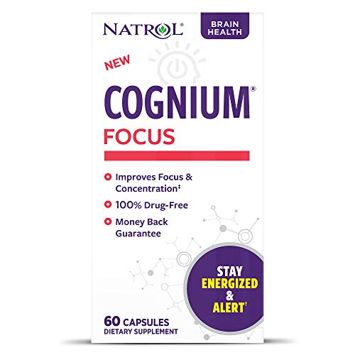 Natrol Cognium Focus Capsules, Improve Focus and Concentration, Brain Health Support, Dietary Supplement, Drug Free, 60 Capsules