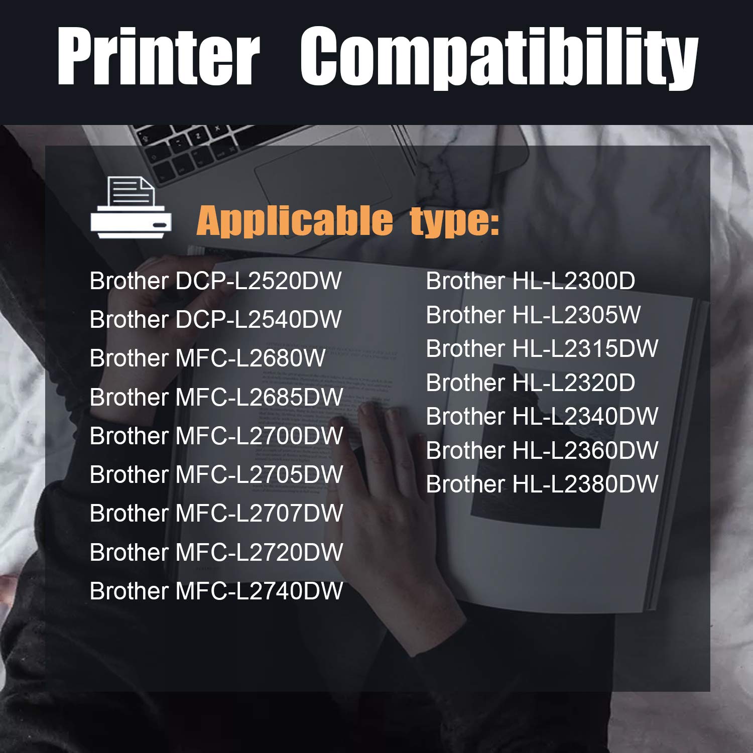 TN630/TN-630(Black,1-Pack) Compatible Toner Cartridge Replacement for Brother HL-L2305W HL-L2300D HL-L2315DW HL-L2320D MFC-L2685DW MFC-L2680W MFC-L2700DW DCP-L2540DW DCP-L2520DW Printers.