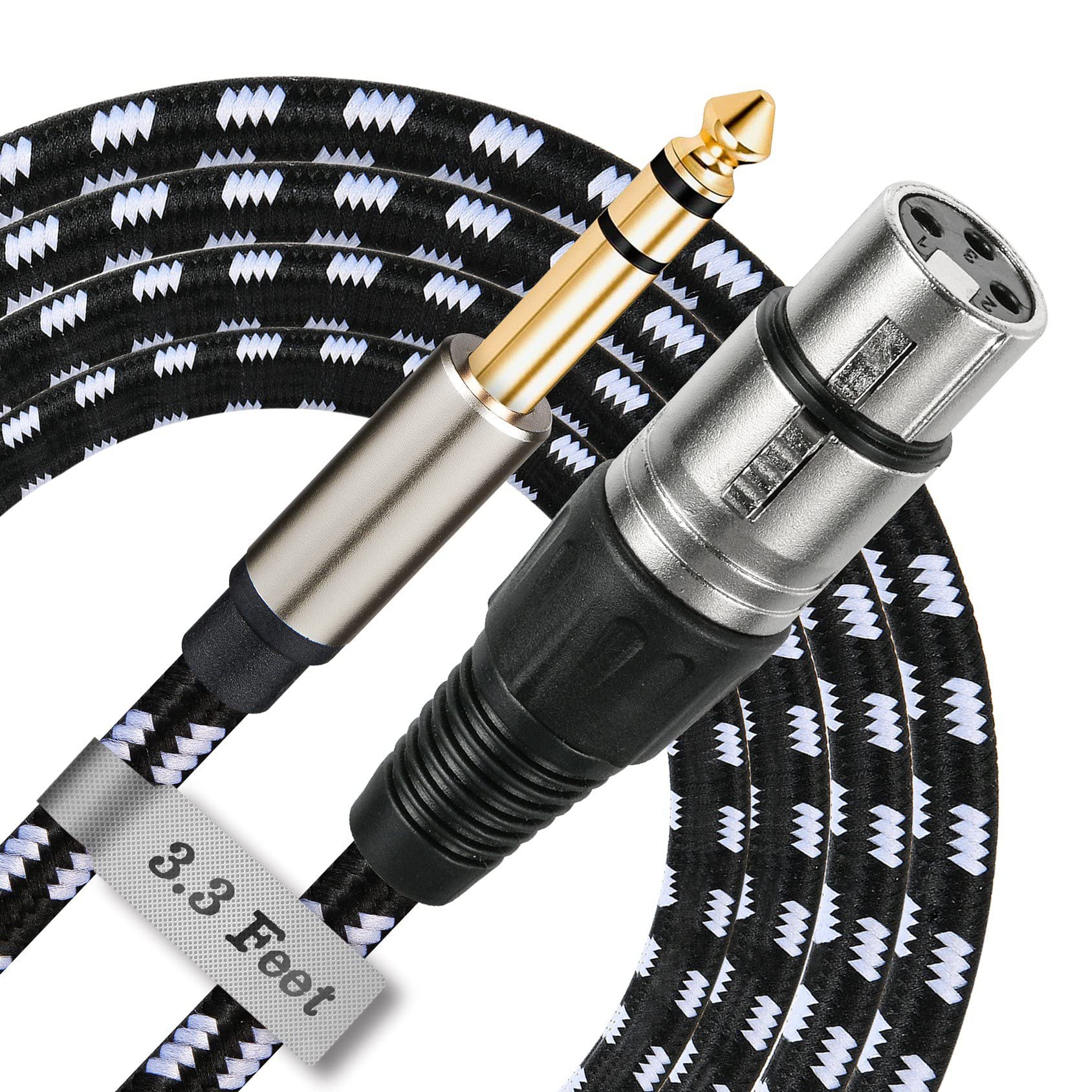 Sound harbor XLR Female to 1/4" TRS Cable, Balanced Microphone Cables, 3.3 Feet