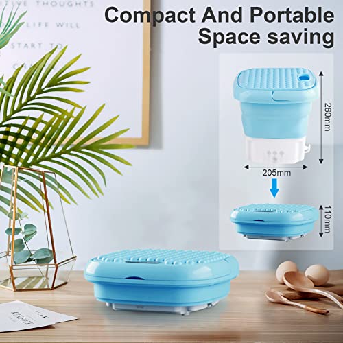 plplaaoo Portable Washing Machine,Foldable Washing Machine,Mini Washing Machine,Portable Washer for Home,Apartment,Camping,Travel,3 Modes Deep Cleaning,US Plug 110V‑240V(Blue)