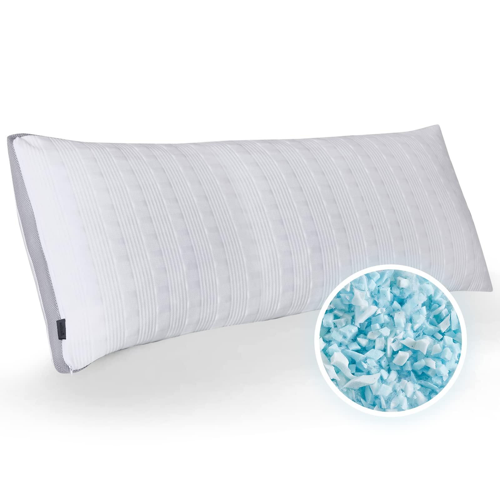 Meoflaw Cooling Pillows Body Size,Shredded Memory Foam Bed Pillows for Sleeping, Supportive Body Pillows for Back & Side Sleepers,Adjustable Pillows Body Size with Washable Removable Cover