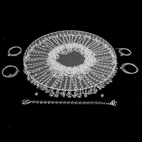Romantic Wedding Crystal Chandelier Style Drape Suspended Cake Swing Hanging Crystal Cake Rack Cake Swing Stand for Tea Party Wedding Birthday (Crystal, Diameter 60cm/23.6in)