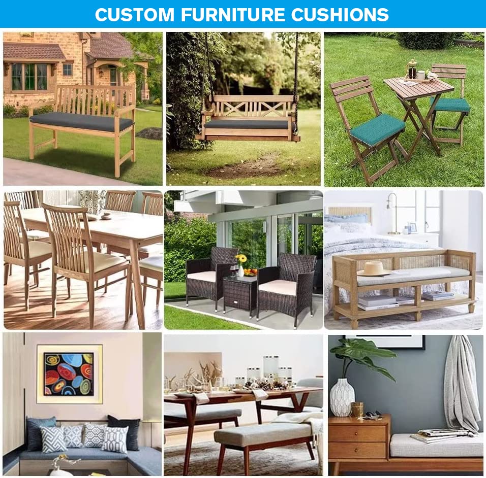 ROMTZD Customize Bench Cushion, Chair Pad Cushions for Bay Window Patio Furniture Long Stool Cushion, Piping Structure Design, Personalization (Custom Size (with Piping), Black)