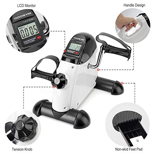 ODOGYM Mini Under Desk Exercise Pedal Bike, Portable Exercise Bike with LCD Display for Arms and Legs Rehabilitation Training Equipment