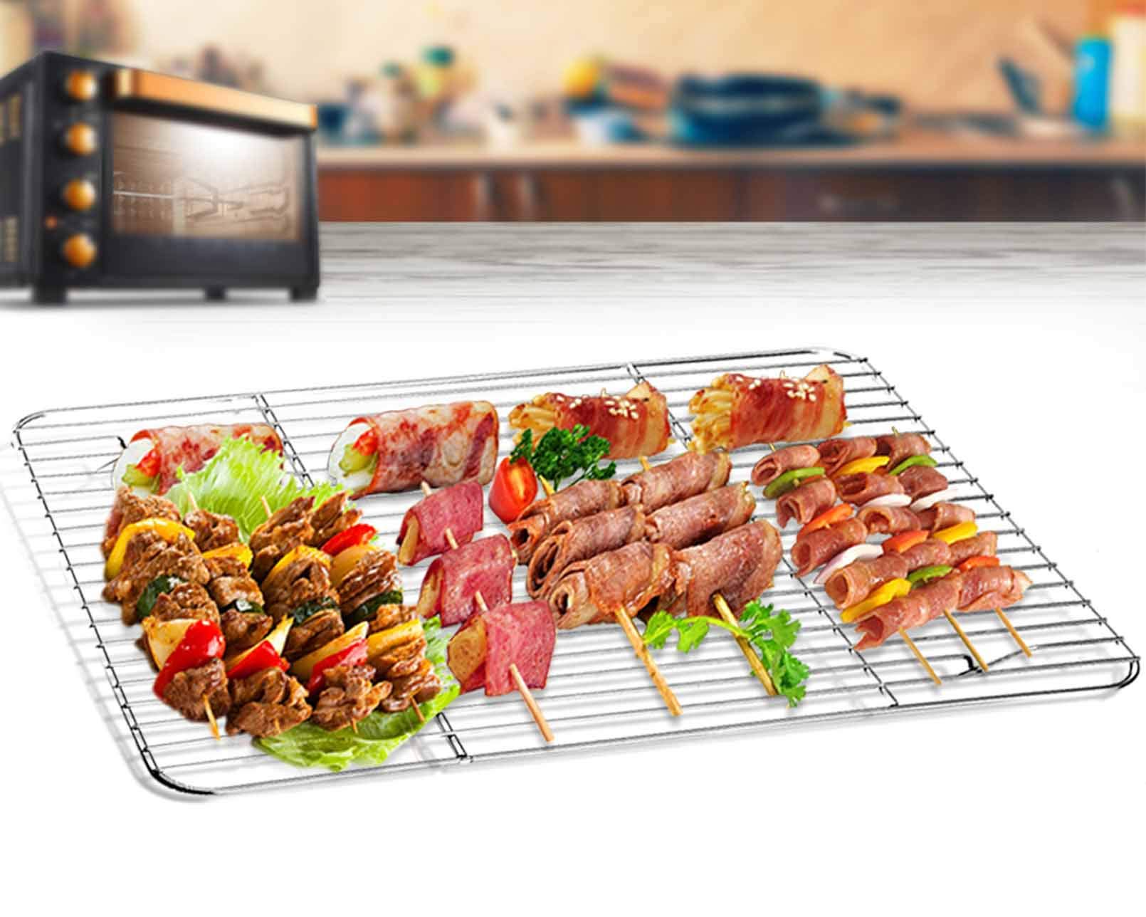 TeamFar Cooling Rack Set of 4, Roasting Baking Racks Stainless Steel for Baking Sheet Toaster Oven Pan, Healthy & Rust Free, Mirror Finish & Dishwasher Safe β¦
