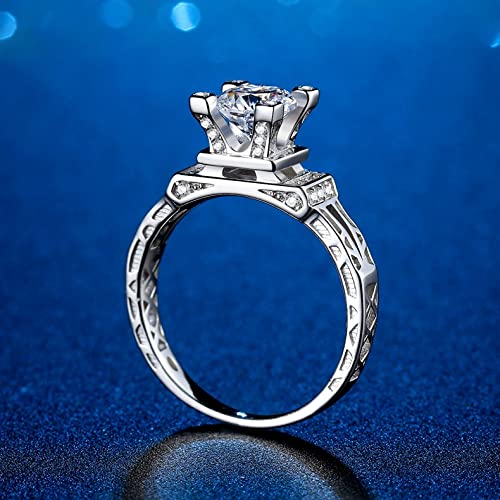 StarGems 1ct Moissanite 925 Sterling Silver Platinum Plated Zirconia Eiffel Tower Vintage Four Prong Ring B4425-1ct-6