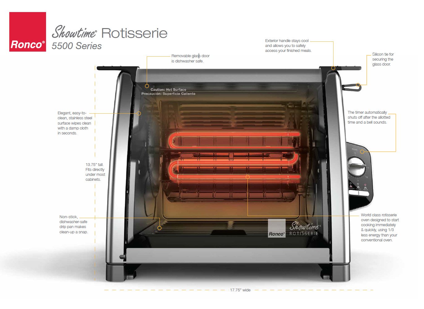 Ronco Showtime Modern Edition Rotisserie Oven, Extra Large, Stainless