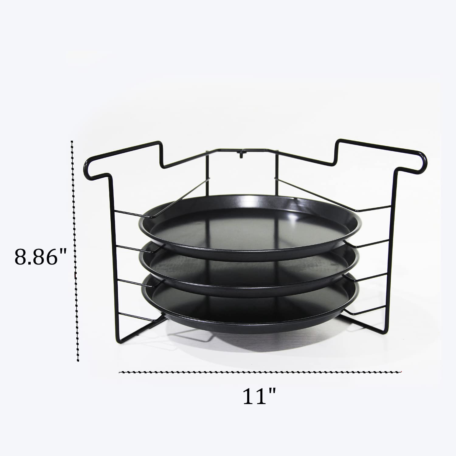 VANLAMNI Pizza Baking Set with 1 Wire Metal Pizza Rack and 3 Circular Pizza Pans,11 inch Non-stick Pizza Trays for Oven