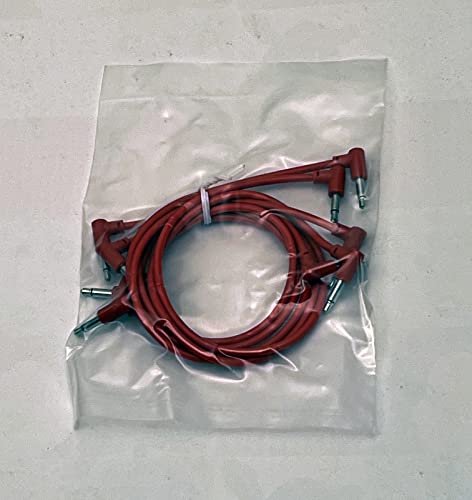 Starving Students Music Supplies Luigis Modular M-PAR Right Angled Eurorack Patch Cables - Package of 5 Red Cables, 12" (30 cm)