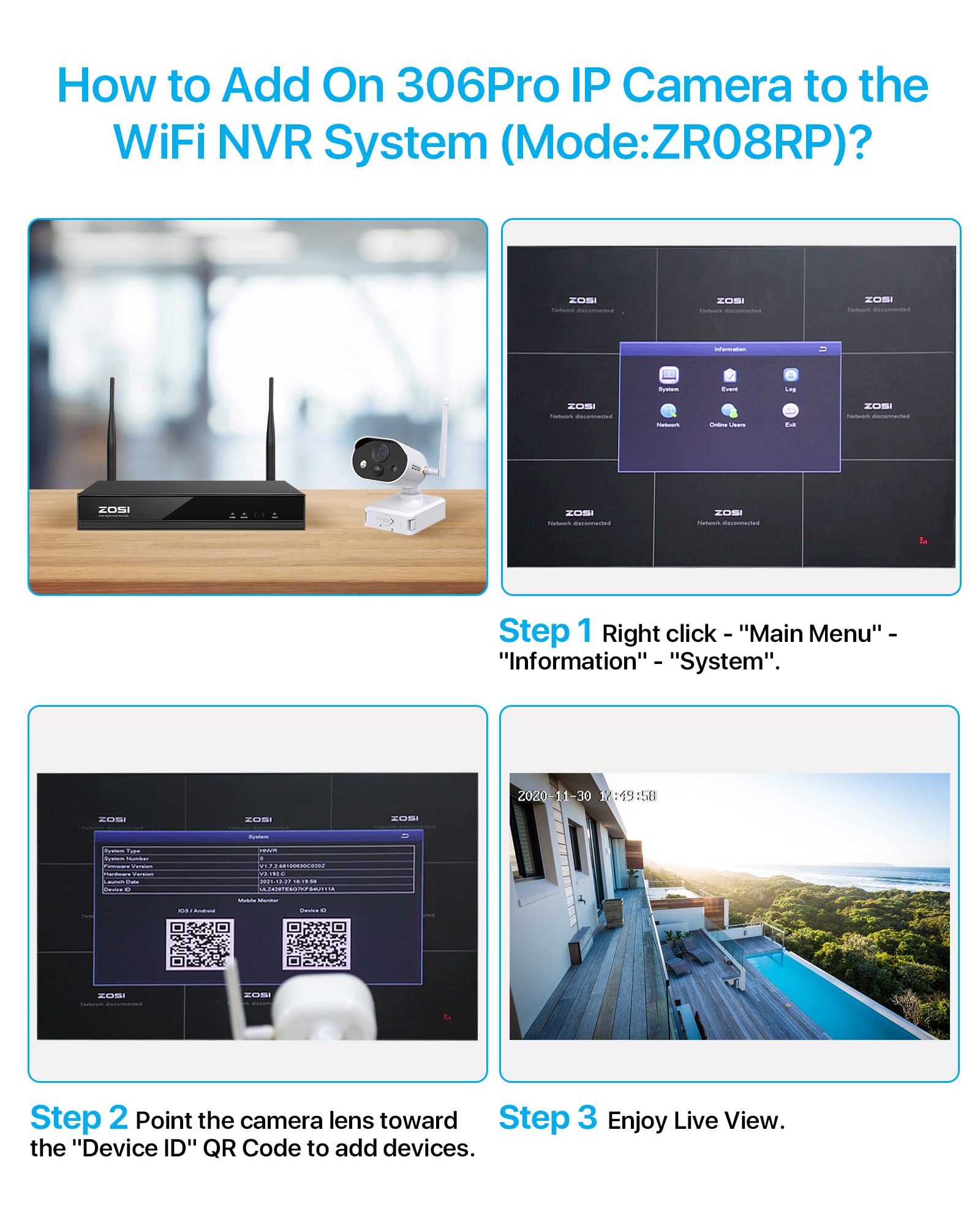 ZOSI C306Pro Add-on Battery Powered Wireless Security Camera, Wire-Free Outdoor Camera with Night Vision, Spotlight, 2-Way Talk, PIR, Light & Siren Alarm (Only Work NVR: 1NR-08RP10-US)