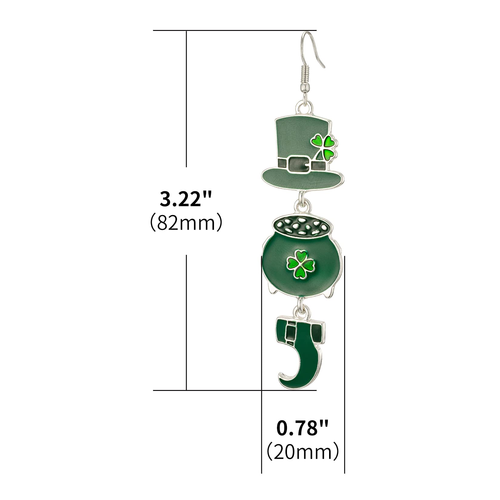 St. Patrick's Day Earrings for Women Shamrock Dangle Earrings Multi Green Silver Plated 4-Leaf Clover Gifts Holiday Party Decorations Accessories