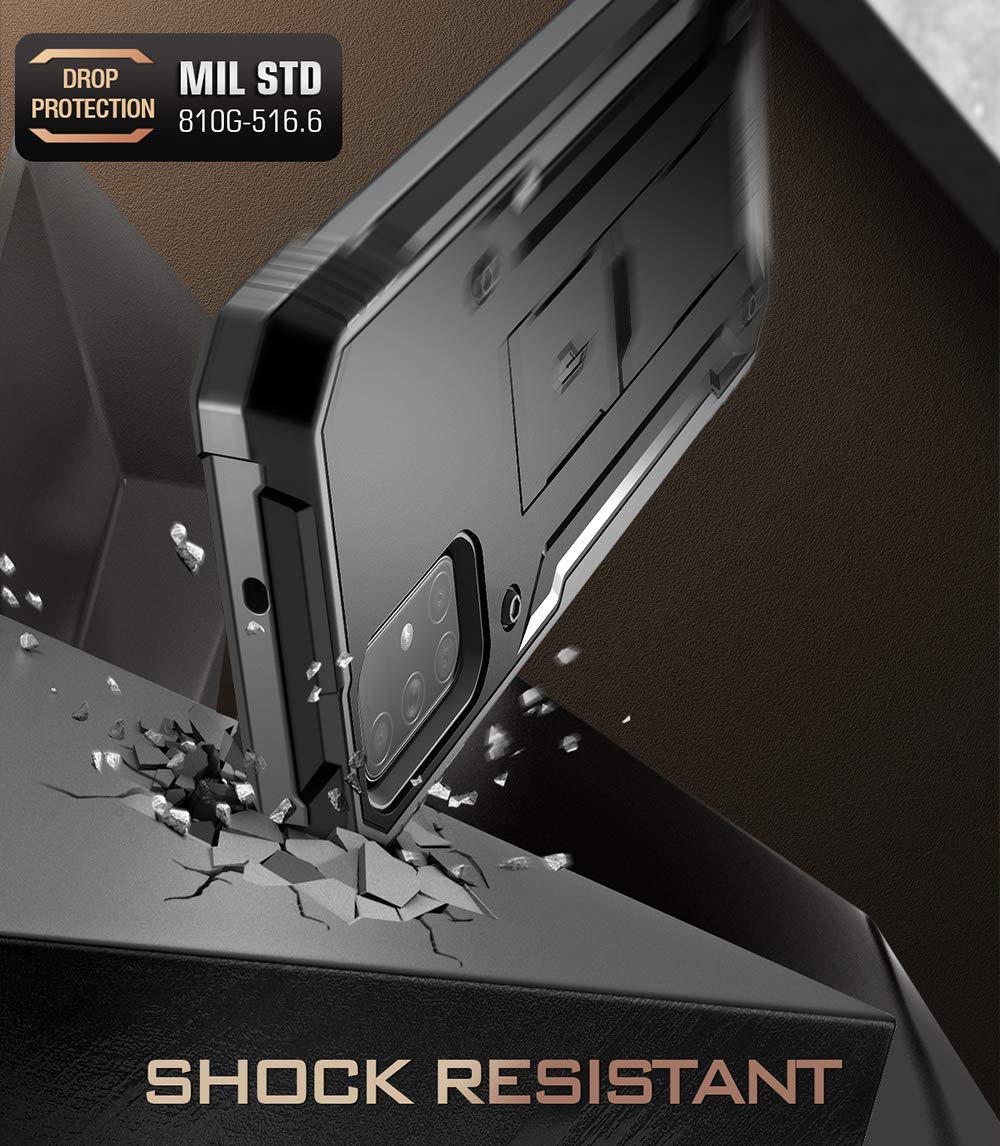 Poetic Revolution Series for Samsung Galaxy A71 5G Case, [Not Fit Verizon A71 5G UW] [Not Fit A71 4G] Full-Body Rugged Shockproof Protective Cover with Kickstand and Built-in-Screen Protector, Black