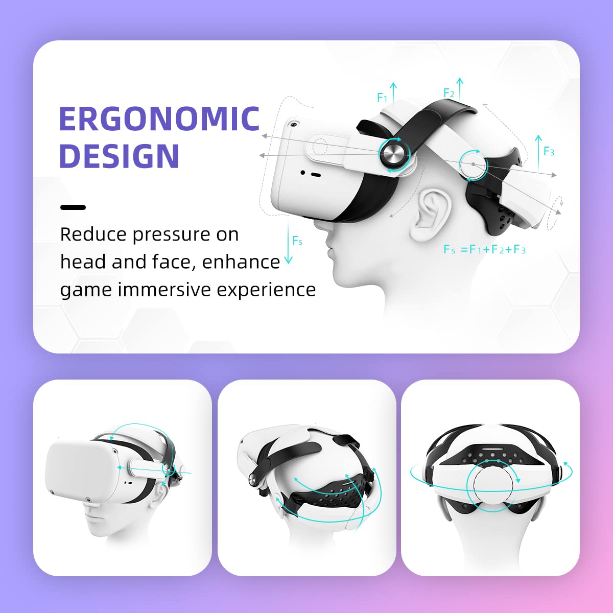 SINWEVR M3 Head Strap Accessories Compatible for Quest 2 Elite Strap, Effectively Reduce Facial Pressure and Enhanced Comfort in VR(Headset Not Included)